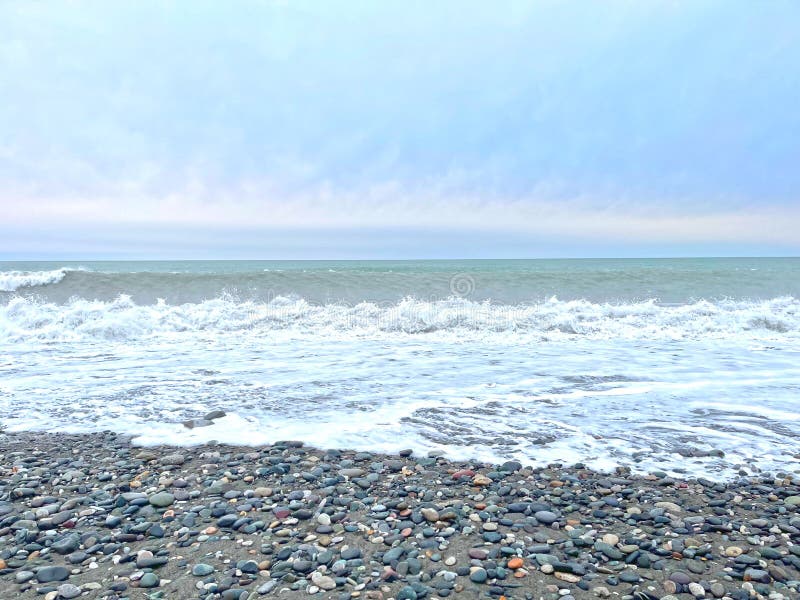 Cold Ocean Background Under Cloudy Sky, Weather Shore Stock Image ...
