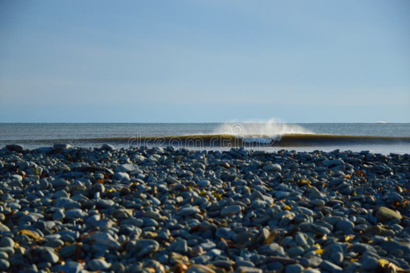 Cold Ocean Wave Breaking Flawlessly Left and Right with Bohkeh Stock ...