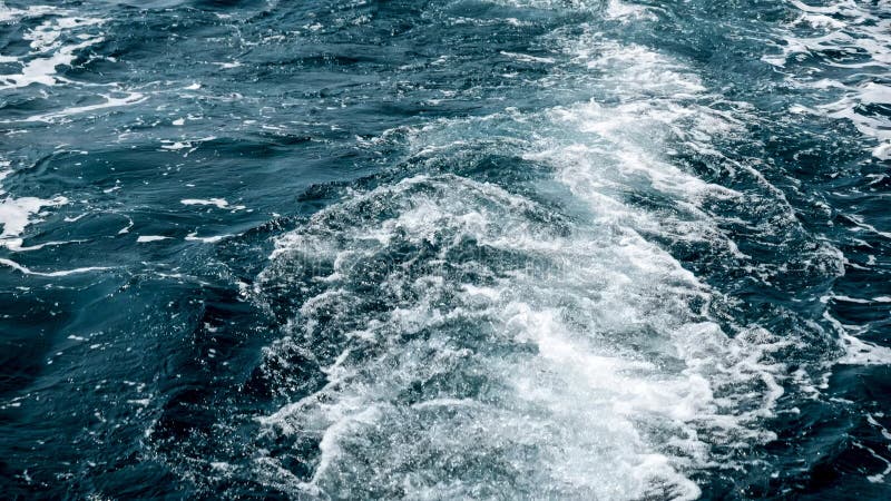 Cold Ocean Waves and Wake from the Ship Motor Splashing in Sea Stock ...