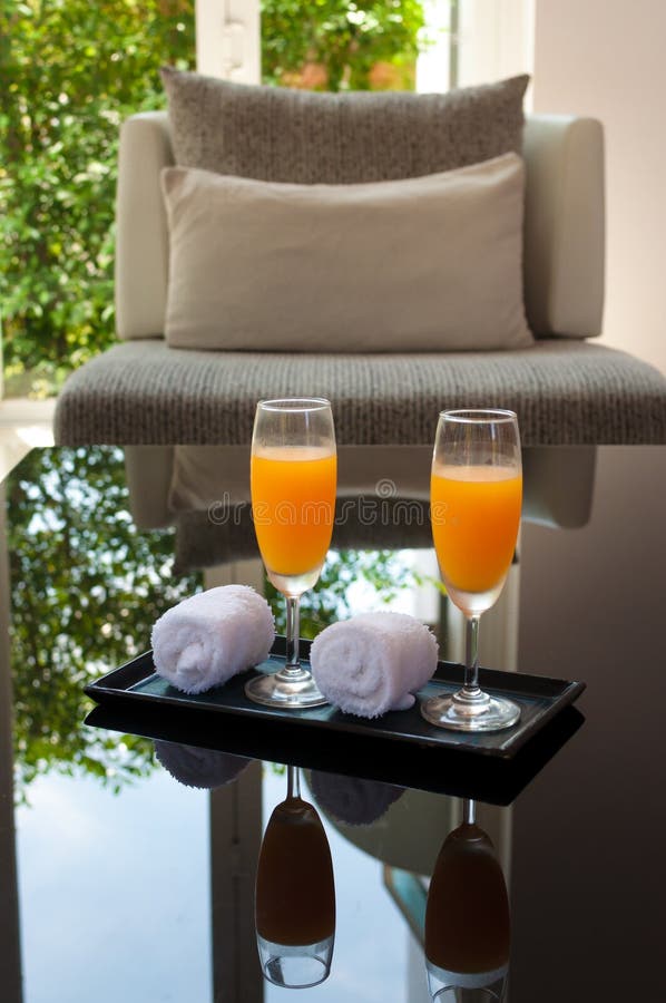 Cold Orange Juice Serve As a Welcome Drink Stock Photo - Image of juice ...