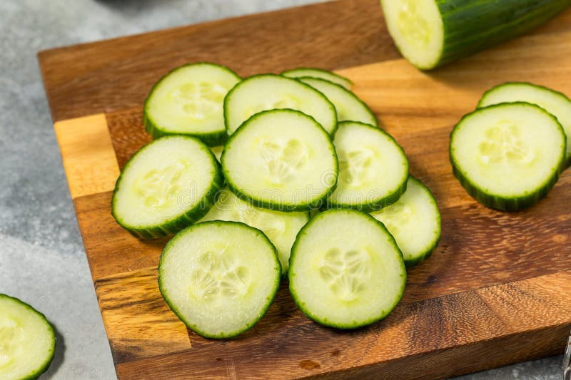 Cold Organic Green Cucumber Slices Stock Photo - Image of salad ...