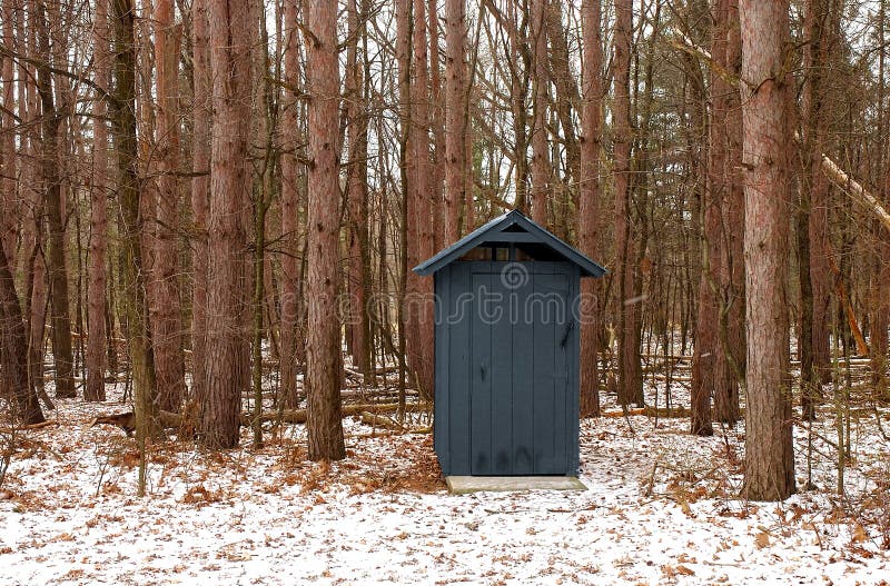 Cold Outhouse Visit stock image. Image of cold, restroom - 203058467