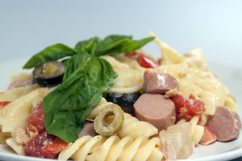 Cold pasta in the plate stock image. Image of cheese - 67496261