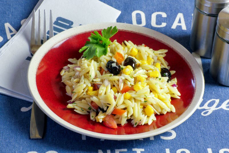 Cold Pasta Salad with Vegetables Stock Photo - Image of food, parsley ...