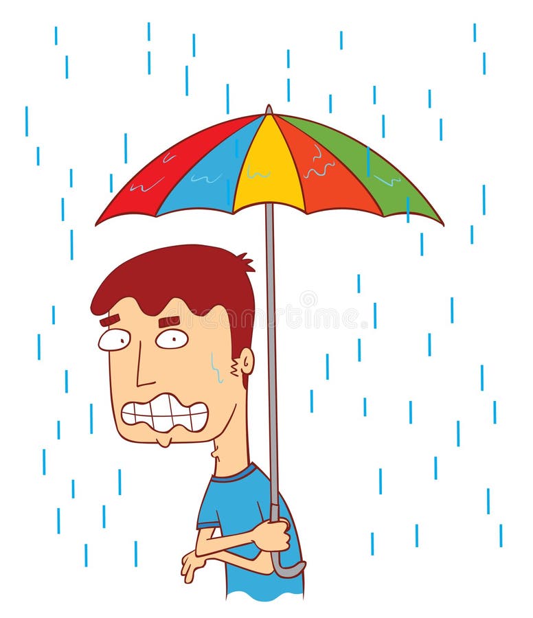 Cold in the rain stock vector. Illustration of cold, weather - 87728213