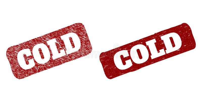 COLD Red Rounded Rough Rectangular Stamp Seal with Unclean Styles Stock ...