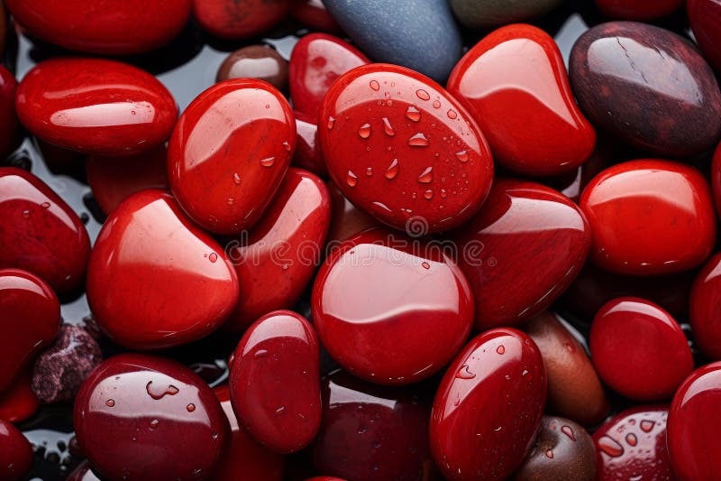 Cold Red Water Stones Wet. Generate Ai Stock Illustration ...
