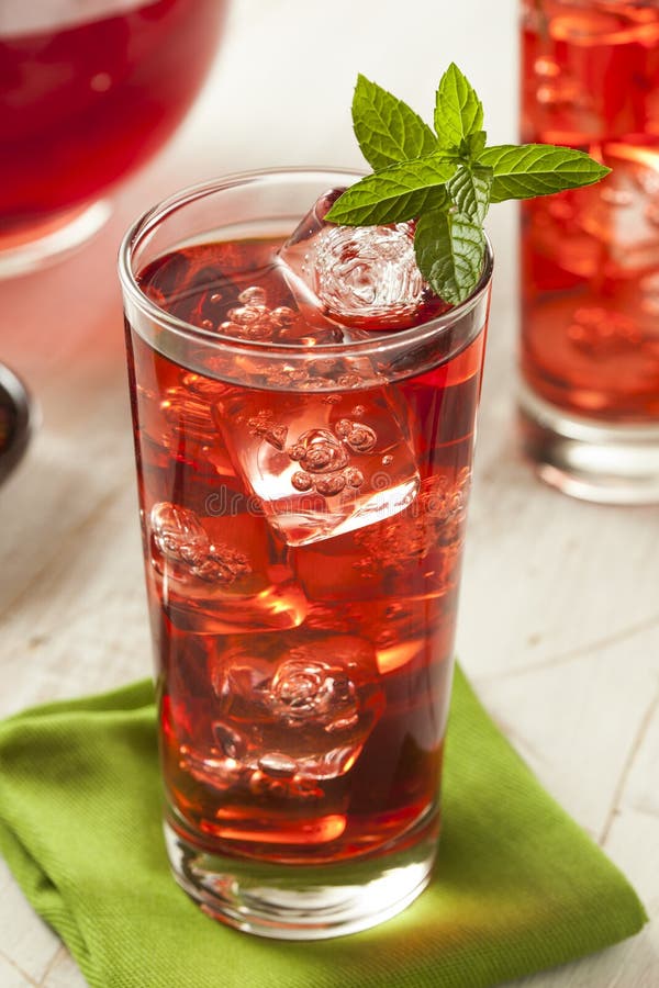 Cold Refreshing Berry Hibiscus Ice Tea Stock Photo - Image of green ...