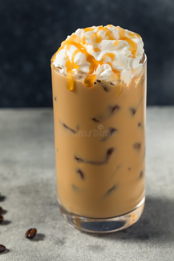 Cold Refreshing Caramel Iced Latte Stock Image - Image of iced, foam ...