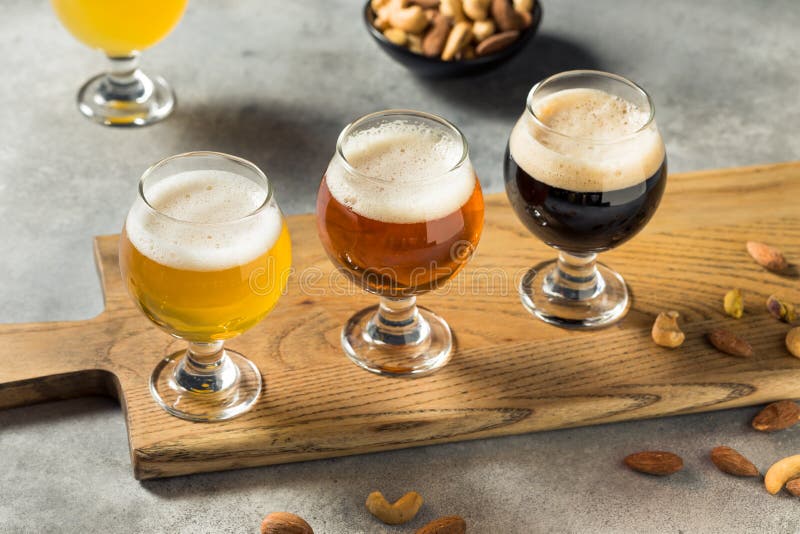 Cold Refreshing Craft Beer Flight Stock Image - Image of hops, glass ...