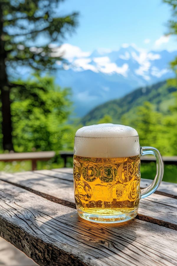 Cold Refreshing Draft Beer on a Wooden Table with a Stock Photo - Image ...