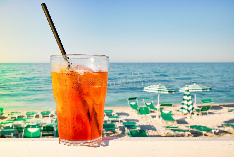 Cold Refreshing Drink on the Beach Stock Image - Image of party ...