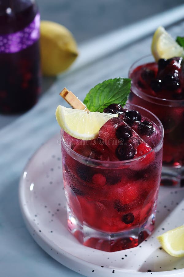 Cold Refreshing Drink with Fresh Berry and Ice Stock Image - Image of ...