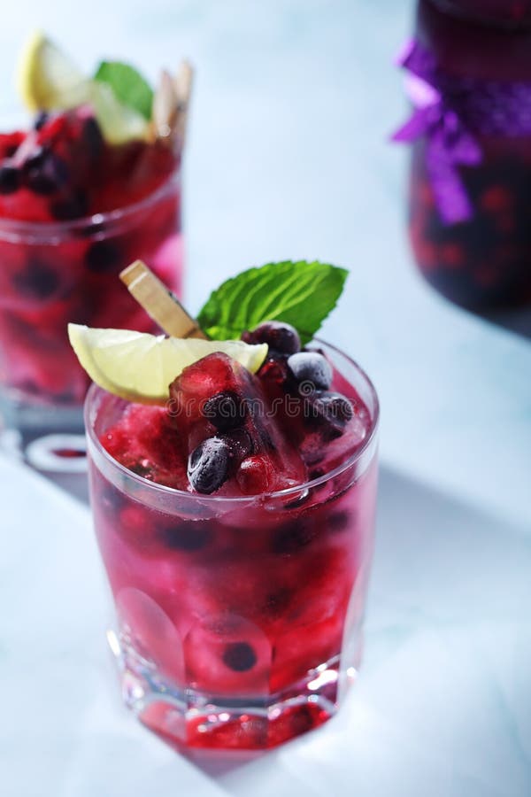 Cold Refreshing Drink with Fresh Berry and Ice Stock Image - Image of ...