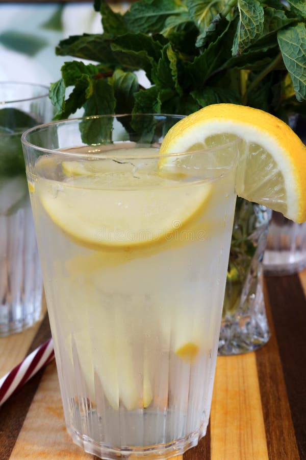 Cold Refreshing Drinks with Lemon, Blackberry, and Mint Stock Image ...