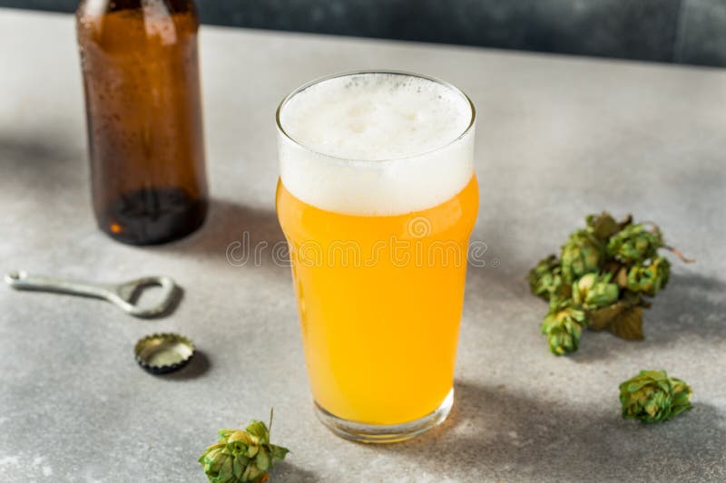 Cold Refreshing Hazy IPA Beer Stock Image - Image of yellow, golden ...