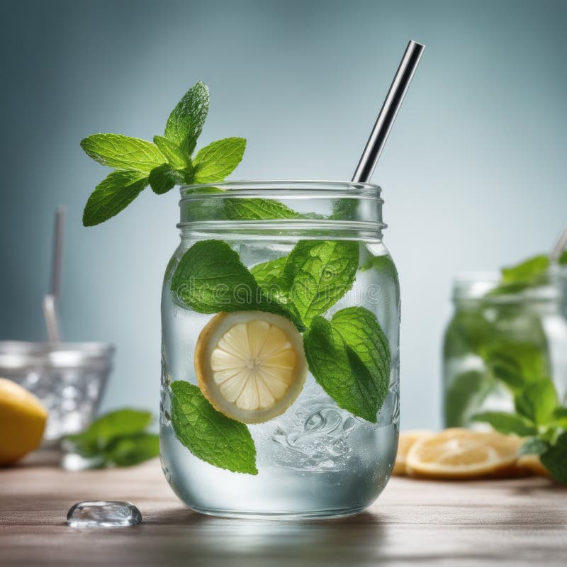 Cold and Refreshing Infused Water with Lime, Ginger, Mint and Ice in ...