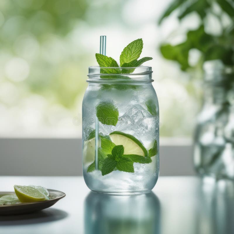 Cold and Refreshing Infused Water with Lime, Ginger, Mint and Ice in ...