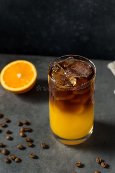 Cold Refreshing Orange Juice and Coffee Drink Stock Photo - Image of ...