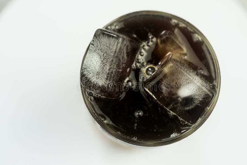 Cold Refreshment Black Coffee with Ice in Glass Stock Photo - Image of ...