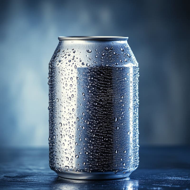 Cold Refreshment Close-Up of an Aluminum Can with Condensation ...