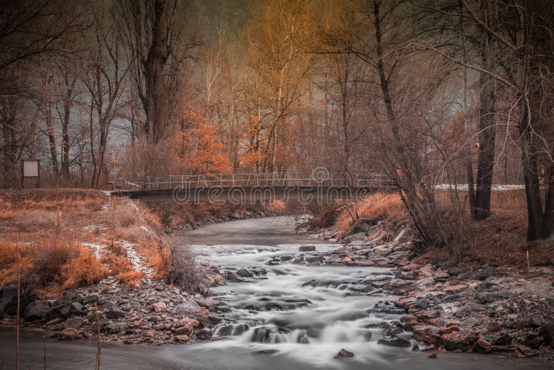 Cold River morning stock image. Image of flow, autumn - 135056205
