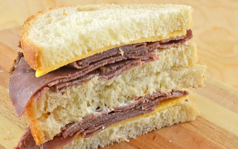 Cold Roast Beef and Cheddar Sandwich Stock Photo - Image of cheese ...