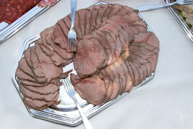 Cold Roast Beef Dish on the Table for Guests Stock Image - Image of ...