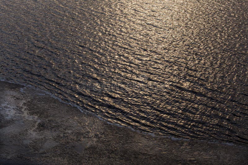 Cold Sea Water with Ice Texture at Sunset Stock Image - Image of river ...
