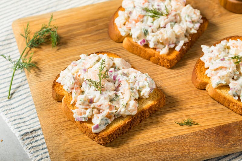 Cold Shrimp Toast Skagen on Bread Stock Photo - Image of appetizer ...