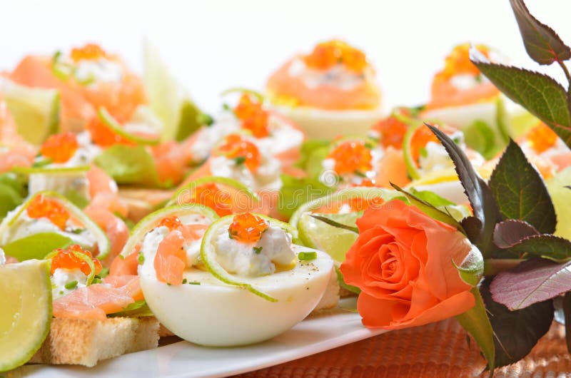 Cold Snack Plate with Salmon and Caviar Stock Image - Image of cuisine ...