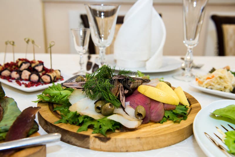Cold Snacks on the Festive Table. Stock Image - Image of decoration ...