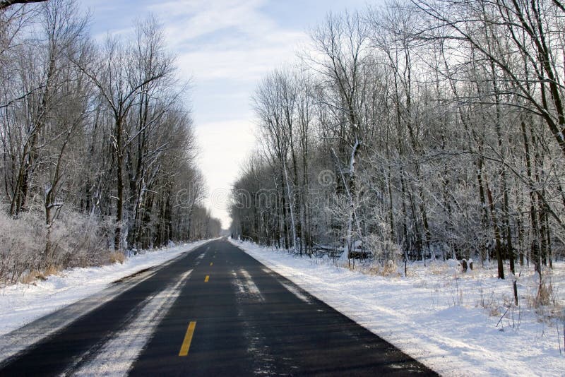 Cold Snowy Country Road stock image. Image of lonely, transportation ...