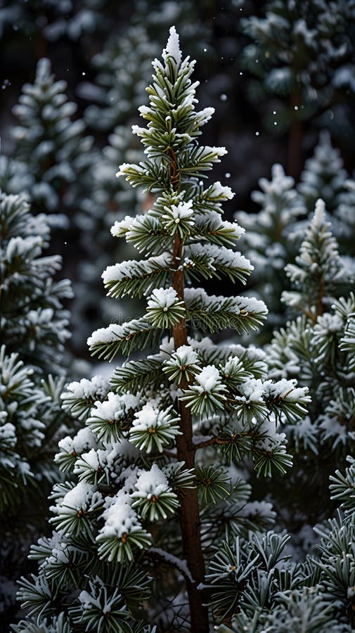 Cold Snowy Winter Snow Pine Tree Branches Stock Illustration ...