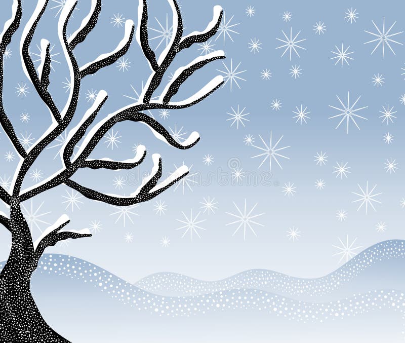 Winter Tree and Snow Scenes Stock Illustration - Illustration of ...