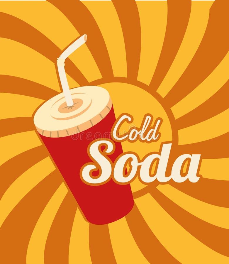 Cold Soda Drink with Ice Isolated Sketch Stock Vector - Illustration of ...