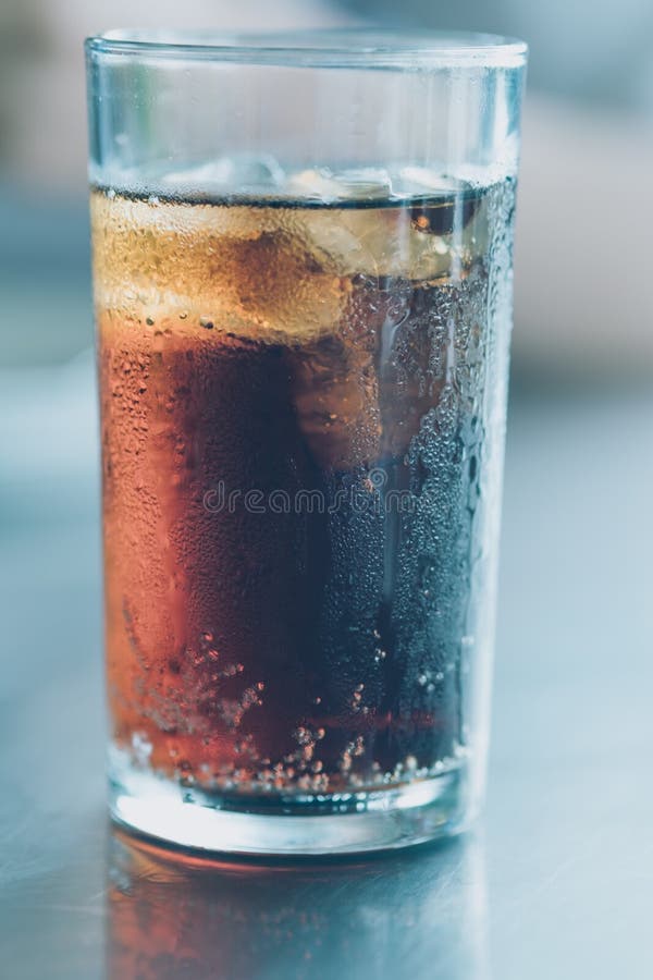 Cold Soft Drink Refreshing Pop Flavoured with Ice Cubes Stock Photo ...