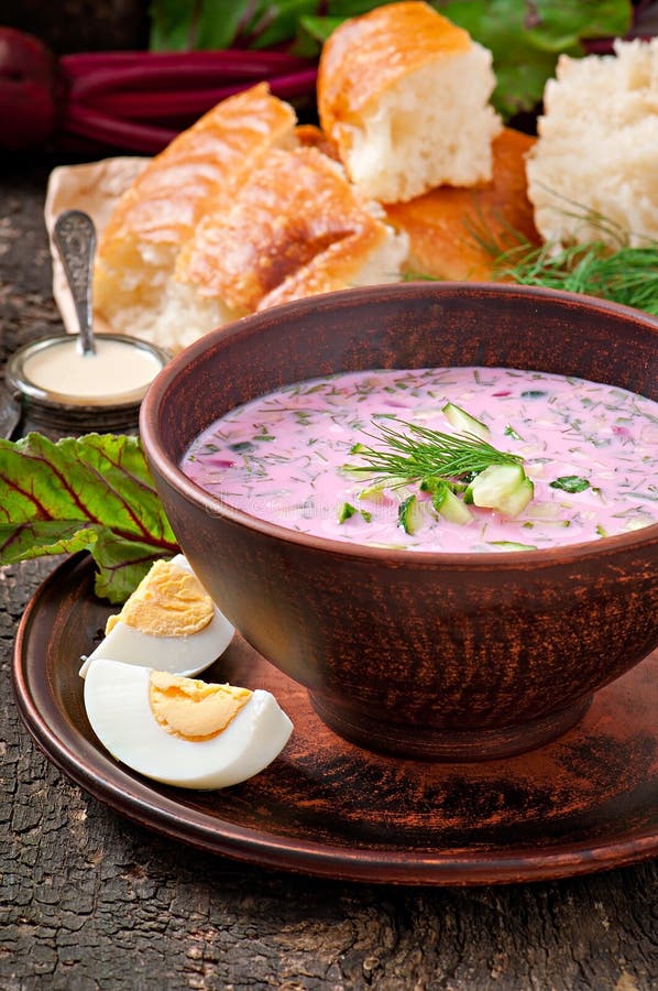 Cold soup with beetroot stock image. Image of dill, fresh - 41855343