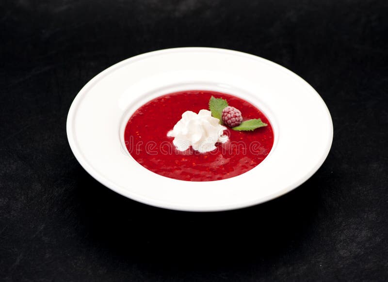 Cold Soup with Strawberries and Raspberry Stock Photo - Image of ...