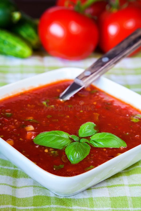 Cold spanish tomato soup stock photo. Image of food, soup - 51199658