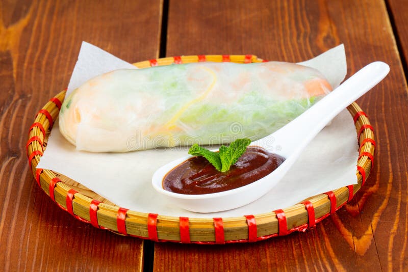 Cold spring roll stock image. Image of plate, chicken - 116705553