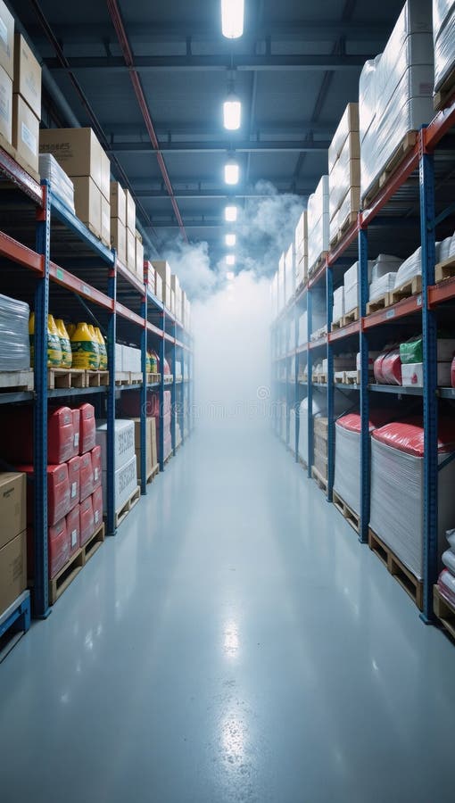 Cold Storage Area Featuring Mist and Fog for Visualizing ...