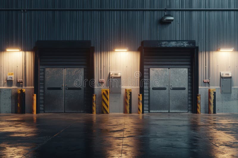 Cold Storage Doors in Meat Processing Plant Loading Bay Scene ...