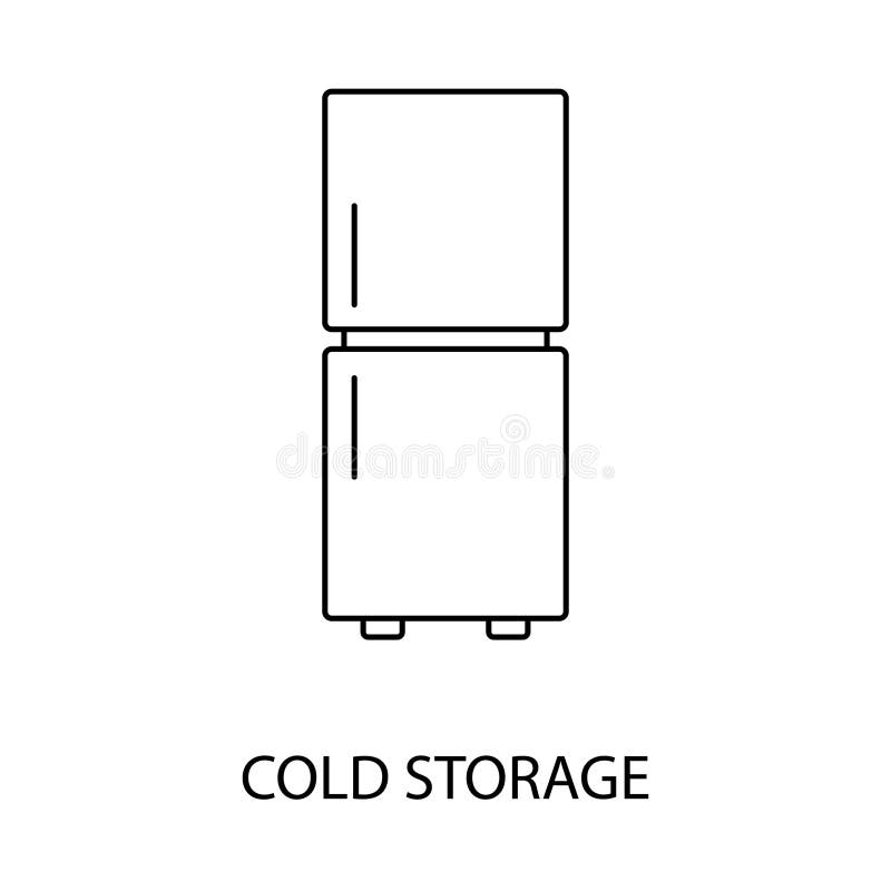 Cold Storage Line Icon Vector for Food Packaging, Refrigerator ...