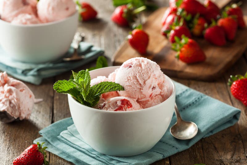 Cold Strawberry Ice Cream stock image. Image of cold - 52491115