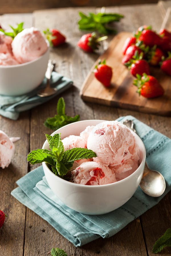 Cold Strawberry Ice Cream stock photo. Image of dessert - 52491150
