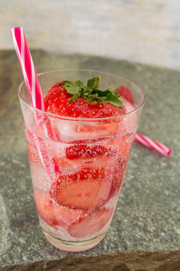 Cold Strawberry Juice with Ice for Summer Day Stock Image - Image of ...