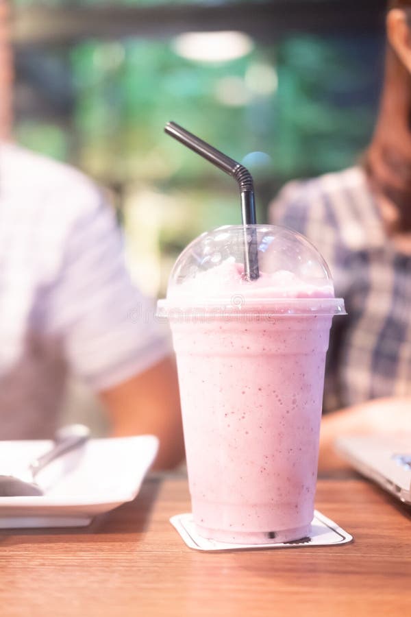 Milkshake In Disposable Plastic Cup Stock Photo - Image of disposable ...