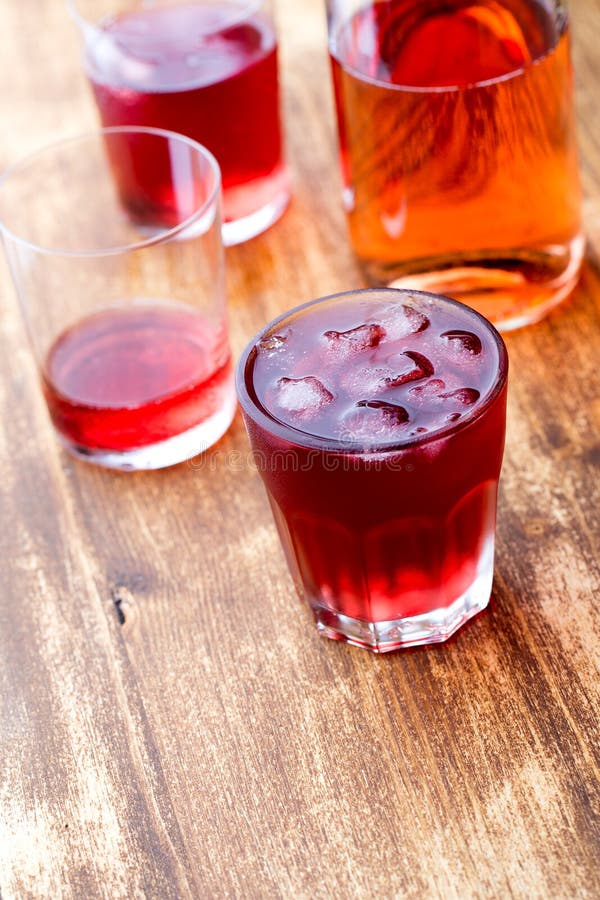 Cold Strawberry Tea with Ice Stock Photo - Image of frozen, refreshment ...