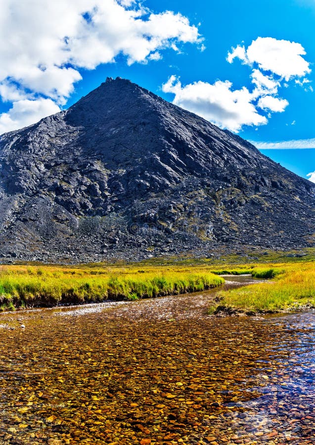 Cold Stream and Mountain Range on a Summer Day Stock Image - Image of ...